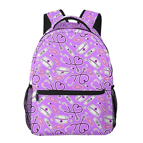 Nurse Doctors Print Backpack Large Capacity Laptop Bags Waterproof Lightweight Nurses Accessories for Work Medical Home Health Travel Clinical Bag Nursing Stuff Gifts CNA