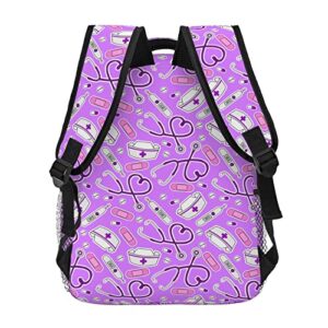 Nurse Doctors Print Backpack Large Capacity Laptop Bags Waterproof Lightweight Nurses Accessories for Work Medical Home Health Travel Clinical Bag Nursing Stuff Gifts CNA