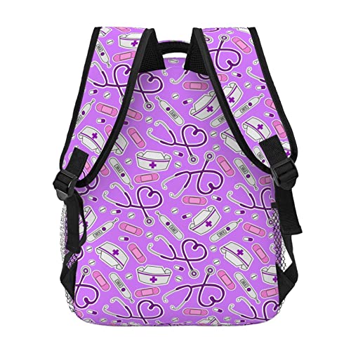 Nurse Doctors Print Backpack Large Capacity Laptop Bags Waterproof Lightweight Nurses Accessories for Work Medical Home Health Travel Clinical Bag Nursing Stuff Gifts CNA