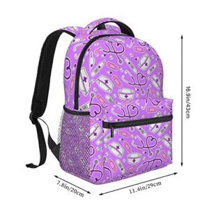 Nurse Doctors Print Backpack Large Capacity Laptop Bags Waterproof Lightweight Nurses Accessories for Work Medical Home Health Travel Clinical Bag Nursing Stuff Gifts CNA