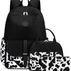 Bluboon Gils Bookbags Middle School Backpack Schoolbag for Teens Girls High School(Cow Print 3 in 1)