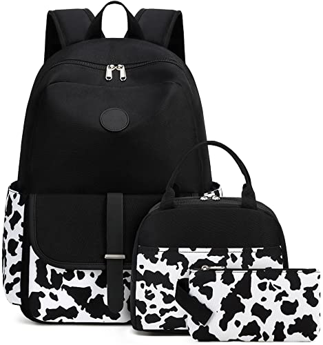 Bluboon Gils Bookbags Middle School Backpack Schoolbag for Teens Girls High School(Cow Print 3 in 1)