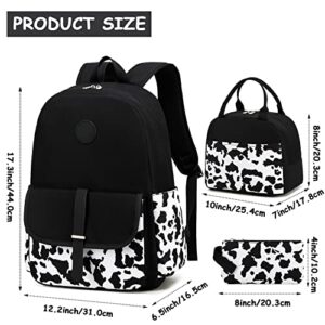 Bluboon Gils Bookbags Middle School Backpack Schoolbag for Teens Girls High School(Cow Print 3 in 1)