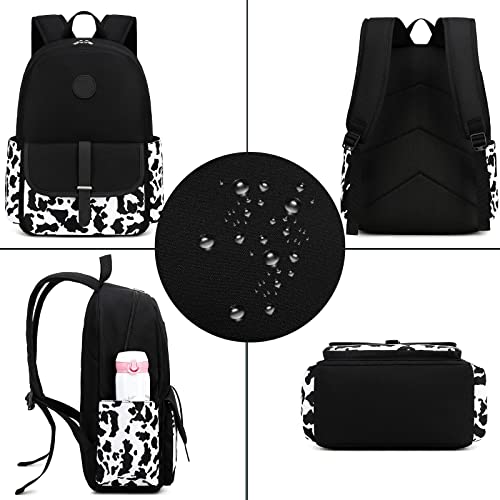 Bluboon Gils Bookbags Middle School Backpack Schoolbag for Teens Girls High School(Cow Print 3 in 1)