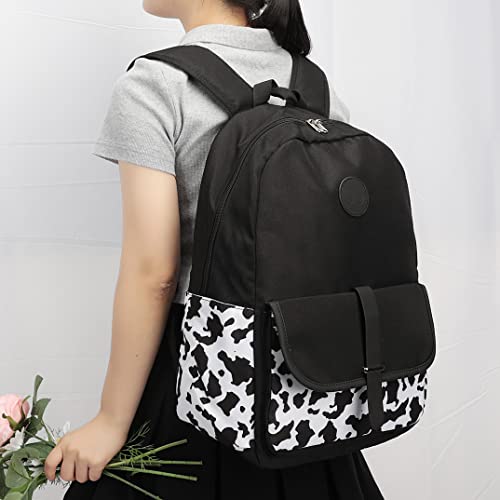 Bluboon Gils Bookbags Middle School Backpack Schoolbag for Teens Girls High School(Cow Print 3 in 1)