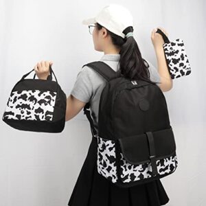 Bluboon Gils Bookbags Middle School Backpack Schoolbag for Teens Girls High School(Cow Print 3 in 1)