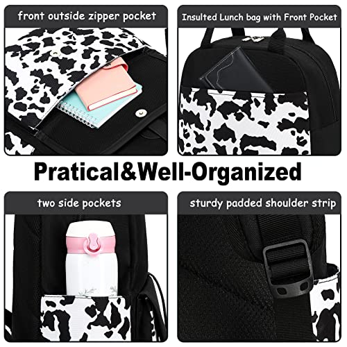 Bluboon Gils Bookbags Middle School Backpack Schoolbag for Teens Girls High School(Cow Print 3 in 1)