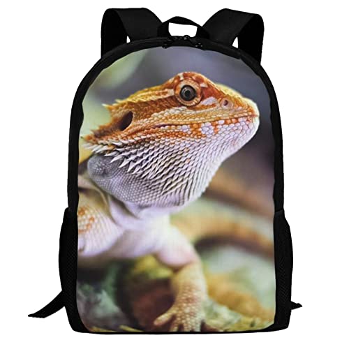 FREE LION Kids Fierce Bearded Dragon Lizard Backpack for Boys Girls Bookbags Elementary Middle High School Bag Large Capacity 17 inch Big Student Backpack for School% Travel