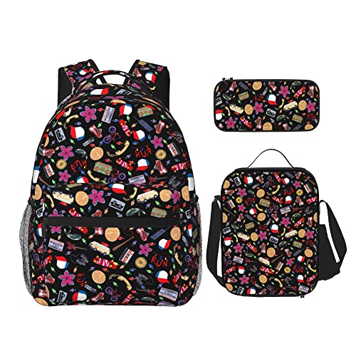 MAYJAI 3PCS Stranger Backpack Set, 16 Inch Casual Backpacks, Portable Large Capacity Breathable Personalized Backpack, Full Width HD Printing