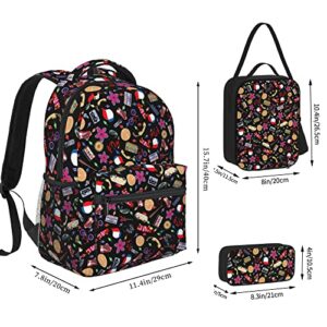 MAYJAI 3PCS Stranger Backpack Set, 16 Inch Casual Backpacks, Portable Large Capacity Breathable Personalized Backpack, Full Width HD Printing