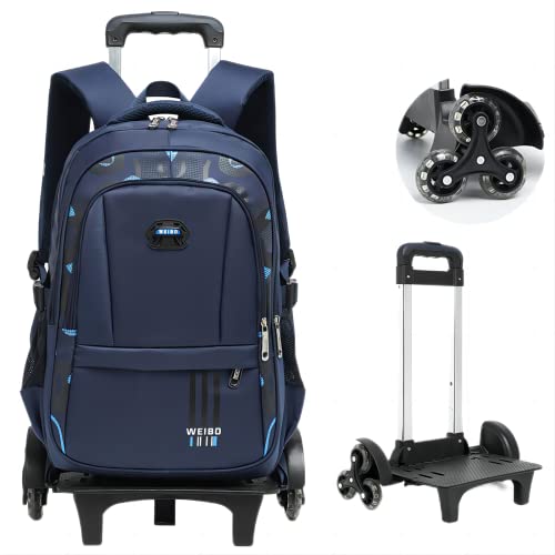 MITOWERMI Rolling Backpack for Boys Girls Trolley Bag with Wheels Roller Backpack for Kids Wheeled Middle School Bookbags