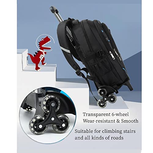 MITOWERMI Rolling Backpack for Boys Girls Trolley Bag with Wheels Roller Backpack for Kids Wheeled Middle School Bookbags