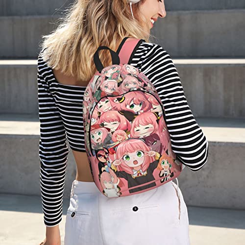 NEHAJUNXI Cute Anime Pink Canvas Backpack Large Capacity Travel Lightweight Casual Daypack Adjustable Strap Work Laptop Bag Gift For Men And Women