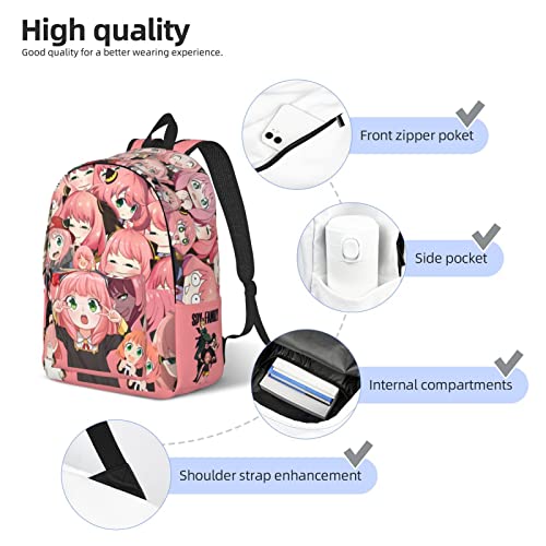 NEHAJUNXI Cute Anime Pink Canvas Backpack Large Capacity Travel Lightweight Casual Daypack Adjustable Strap Work Laptop Bag Gift For Men And Women