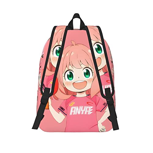 NEHAJUNXI Cute Anime Pink Canvas Backpack Large Capacity Travel Lightweight Casual Daypack Adjustable Strap Work Laptop Bag Gift For Men And Women