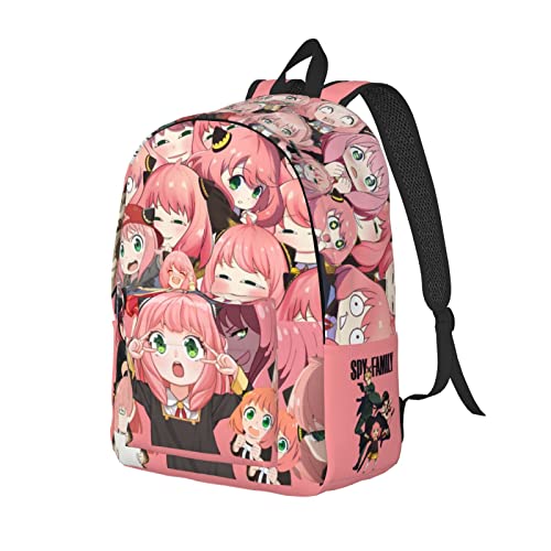 NEHAJUNXI Cute Anime Pink Canvas Backpack Large Capacity Travel Lightweight Casual Daypack Adjustable Strap Work Laptop Bag Gift For Men And Women