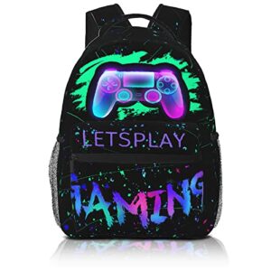 senrolan abstract gamepad backpack games gaming travel laptop backpack water resistant bags bookbag travel hiking camping daypack for adults teens boys girls