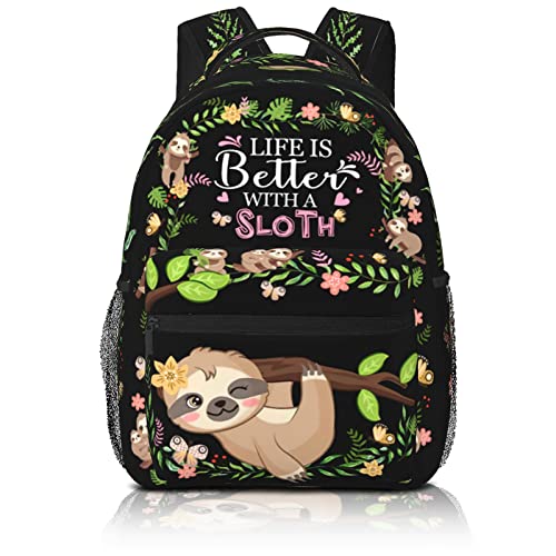 SENROLAN Cute Sloth Backpack Adjustable Straps Shoulder Bag Lightweight Waterproof Durable Bookbag Daypack for Teens Girls Boys