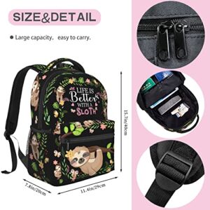 SENROLAN Cute Sloth Backpack Adjustable Straps Shoulder Bag Lightweight Waterproof Durable Bookbag Daypack for Teens Girls Boys