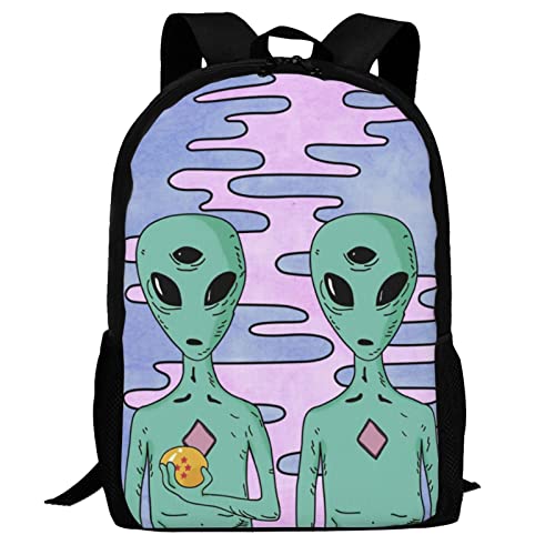 UIACOM Alien Backpacks Cool Hippie Aliens School Bags Travel Backpack Laptop School Bookbag Lightweight 17 inch Large Daypack Rucksack for Women Men Teens Kids