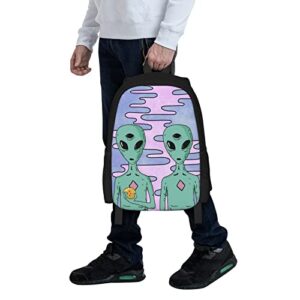 UIACOM Alien Backpacks Cool Hippie Aliens School Bags Travel Backpack Laptop School Bookbag Lightweight 17 inch Large Daypack Rucksack for Women Men Teens Kids