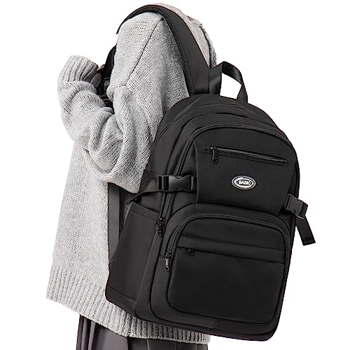 weradar Classic Black College Backpack For Women Lightweight Small Travel Backpack Waterproof high School Backpack Laptop Backpacks 15.6 Inch for men