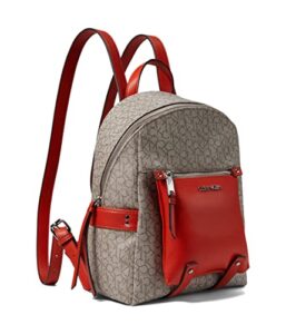 calvin klein maya backpack mini textured almond/taupe/spicy orange one size