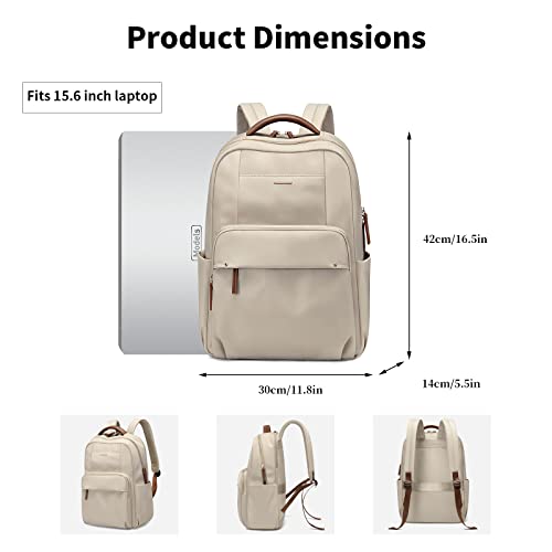 GOLF SUPAGS Laptop Backpack for Women Computer Bag Casual Daypack Fits 15.6 Inch Notebook Work Travel Backpacks (Apricot)