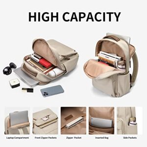 GOLF SUPAGS Laptop Backpack for Women Computer Bag Casual Daypack Fits 15.6 Inch Notebook Work Travel Backpacks (Apricot)