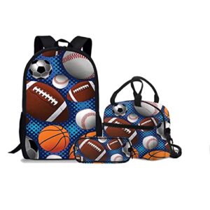 rnyleeg sport theme school backpack kids bookbag set with lunch bag & pencil case bookbags middle elementary preschool kindergarten supplies