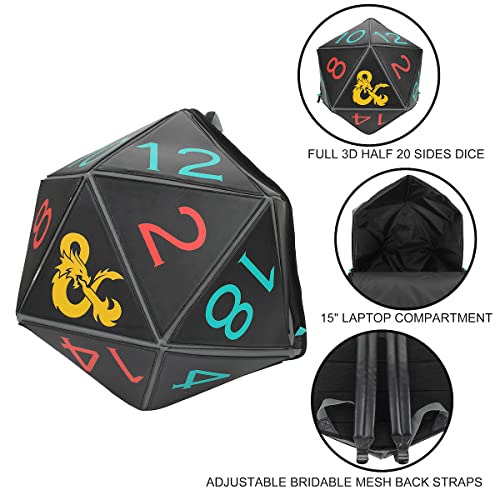 Bioworld Dungeons & Dragons D20 Dice Molded Black Laptop Backpack