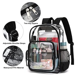 Mimfutu Heavy Duty Clear Backpack School Backpack, PVC Transparent Backpacks See Through Bookbag for Girls Boys Women Men (Black)