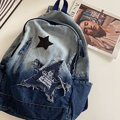 TIMMOR MAGIC Y2K Backpack Star Denim Aesthetic backpacks for Women Men Y2K Accessories Y2k Bag