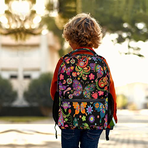 Colorful Butterfly Backpack Mandala Paisley Style Bookbag for Student Beautiful Butterflies Daypack School Book Bag With Water Bottle Pocket for Teens Boys Girls