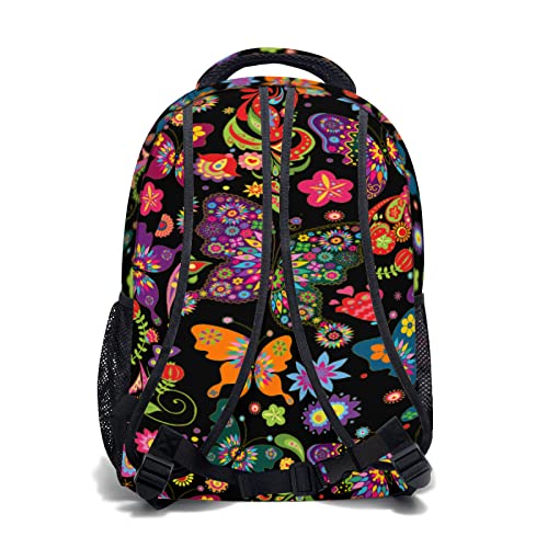 Colorful Butterfly Backpack Mandala Paisley Style Bookbag for Student Beautiful Butterflies Daypack School Book Bag With Water Bottle Pocket for Teens Boys Girls