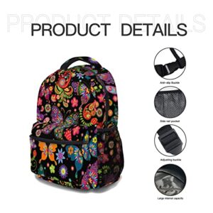 Colorful Butterfly Backpack Mandala Paisley Style Bookbag for Student Beautiful Butterflies Daypack School Book Bag With Water Bottle Pocket for Teens Boys Girls