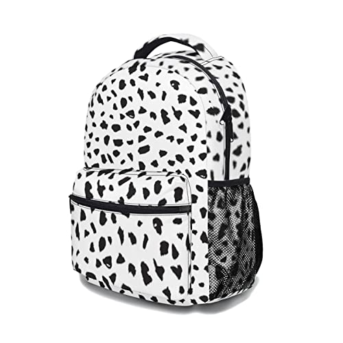 Dalmatian Dog Print Backpack Cute Dog Spot Pattern School Bag Classic Black and White Casual Daypack Personalized Students Bookbags for Teens Girls Boys