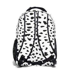 Dalmatian Dog Print Backpack Cute Dog Spot Pattern School Bag Classic Black and White Casual Daypack Personalized Students Bookbags for Teens Girls Boys