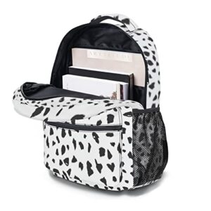 Dalmatian Dog Print Backpack Cute Dog Spot Pattern School Bag Classic Black and White Casual Daypack Personalized Students Bookbags for Teens Girls Boys