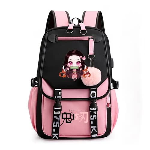 Cihuiung Anime Backpack with USB Charging Port Suitable for Work,Traveling,Camping,Bookbag for Unisex 17.7 in