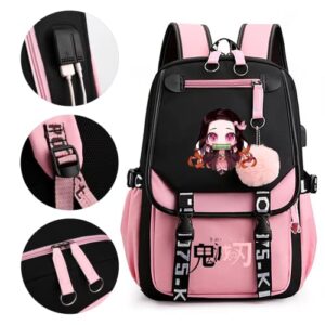 Cihuiung Anime Backpack with USB Charging Port Suitable for Work,Traveling,Camping,Bookbag for Unisex 17.7 in