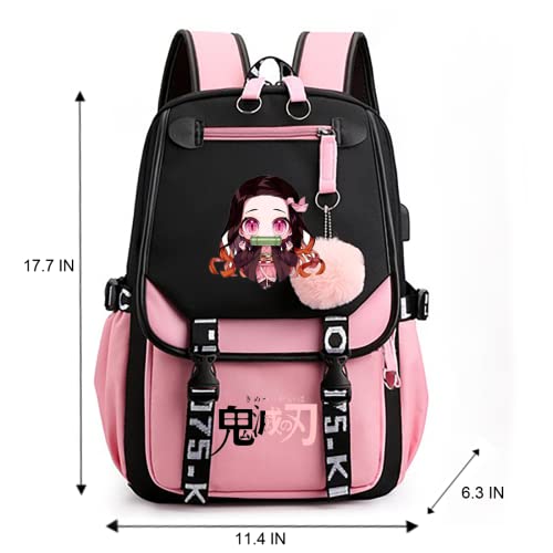 Cihuiung Anime Backpack with USB Charging Port Suitable for Work,Traveling,Camping,Bookbag for Unisex 17.7 in