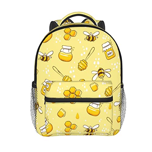 YSBKN Kid's Mini Backpack 12 inch Cute Bees and Honey Backpack Schoolbag Preschool Kindergarten Children Bag Nursery Travel Bag for Toddler Boys Girls Age 3-7