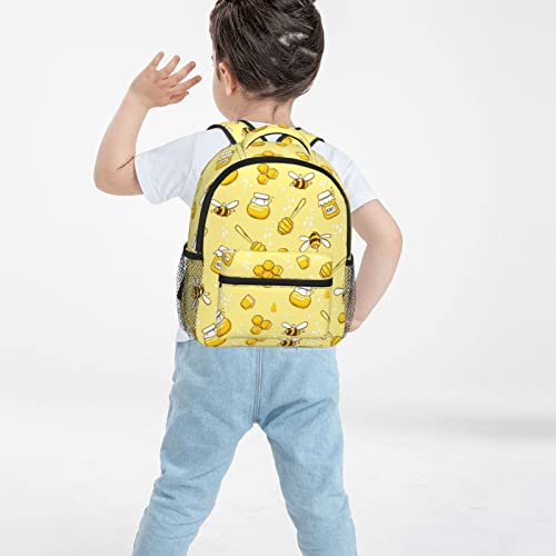 YSBKN Kid's Mini Backpack 12 inch Cute Bees and Honey Backpack Schoolbag Preschool Kindergarten Children Bag Nursery Travel Bag for Toddler Boys Girls Age 3-7