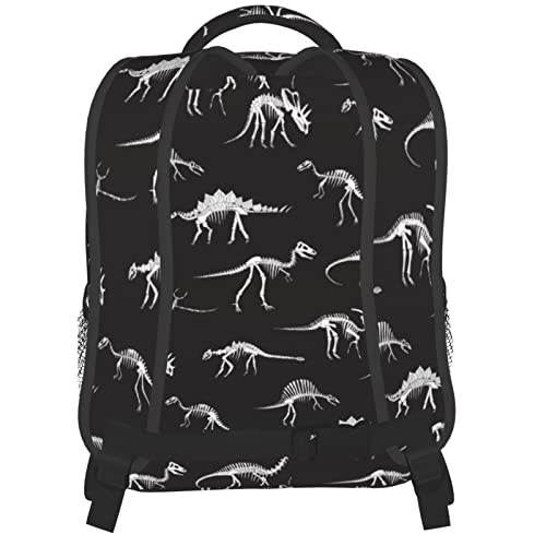 YSBKN Kid's Mini Backpack 12 inch Black Dinosaur Skeleton Backpack Schoolbag Preschool Kindergarten Children Bag Nursery Travel Bag for Toddler Boys Girls Age 3-7