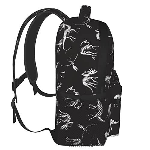 YSBKN Kid's Mini Backpack 12 inch Black Dinosaur Skeleton Backpack Schoolbag Preschool Kindergarten Children Bag Nursery Travel Bag for Toddler Boys Girls Age 3-7