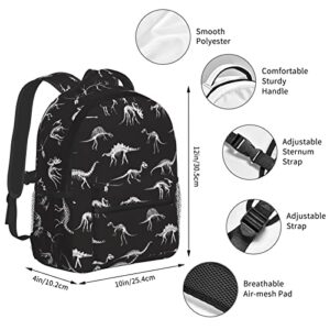 YSBKN Kid's Mini Backpack 12 inch Black Dinosaur Skeleton Backpack Schoolbag Preschool Kindergarten Children Bag Nursery Travel Bag for Toddler Boys Girls Age 3-7