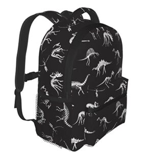 YSBKN Kid's Mini Backpack 12 inch Black Dinosaur Skeleton Backpack Schoolbag Preschool Kindergarten Children Bag Nursery Travel Bag for Toddler Boys Girls Age 3-7