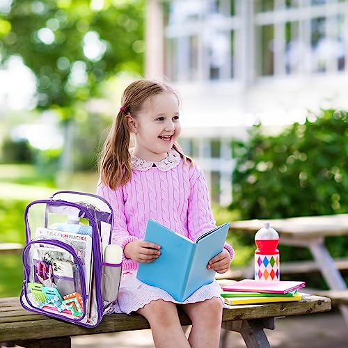 6 Pcs 17 Inch Clear Backpack for School Donations, Heavy Duty Transparent Bookbags Kids Bag Student Large School Bag for Sport Concert (Multicolor)