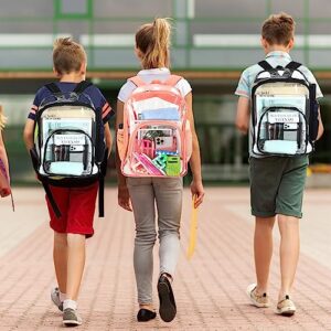 6 Pcs 17 Inch Clear Backpack for School Donations, Heavy Duty Transparent Bookbags Kids Bag Student Large School Bag for Sport Concert (Multicolor)